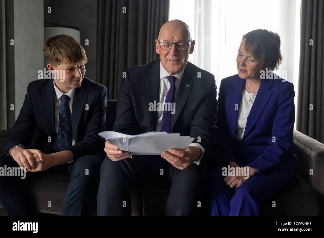 First Minister of Scotland John Swinney, with son Matthew and wife ...