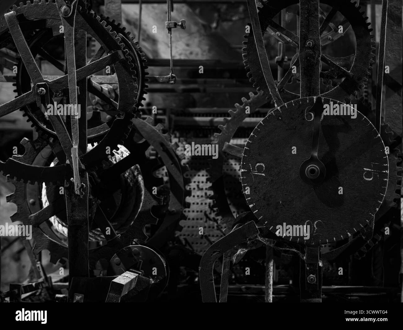 Old Clockwork Mechanism with Rusty Gears and Industrial Texture ...