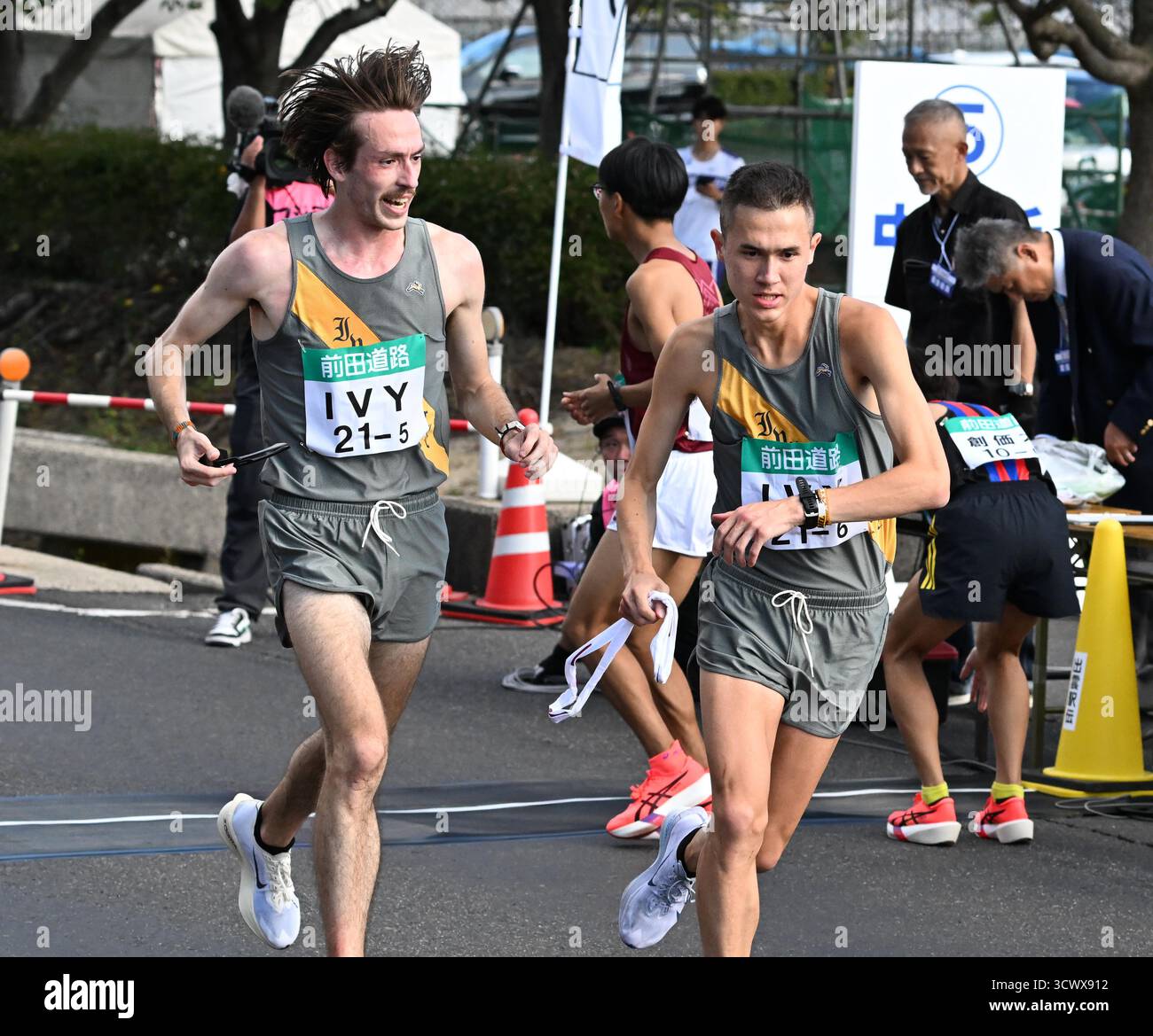 James Lawrence of the Ivy League Team (R) starts the sixth section ...