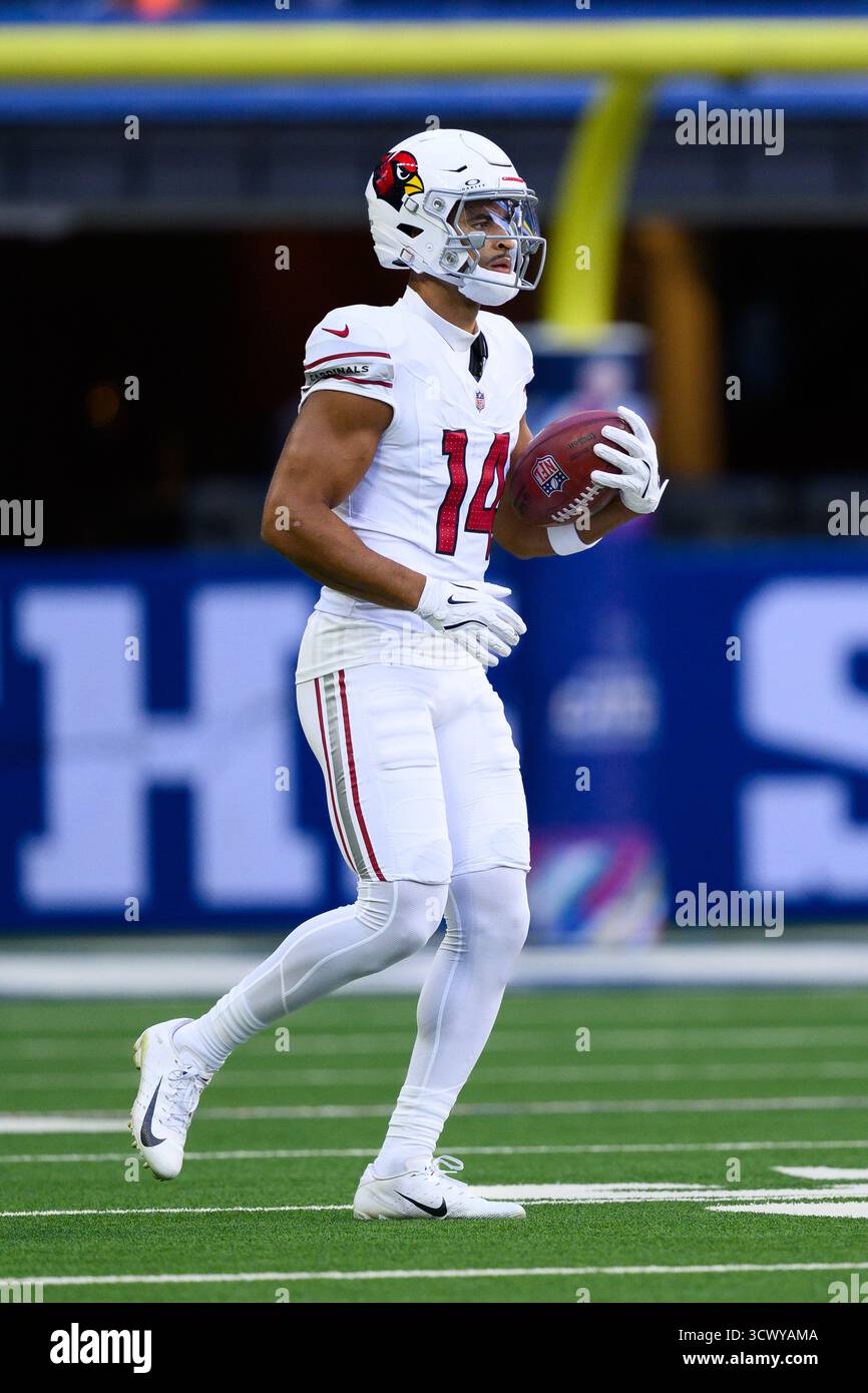 Arizona Cardinals wide receiver Michael Wilson (14) warms up on the ...