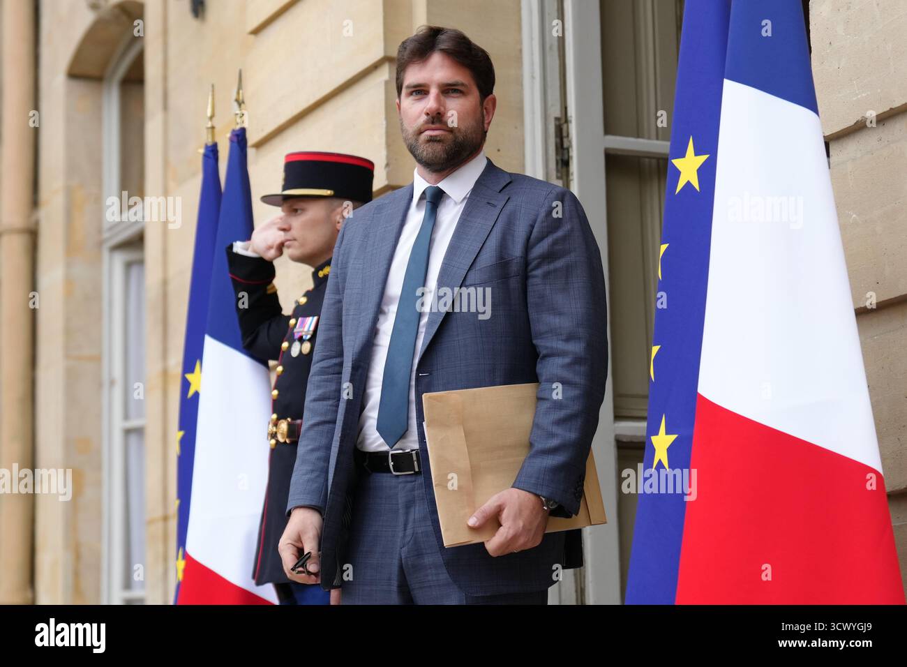 Newly appointed Housing Minister Vincent Jeanbrun arrives for a meeting ...