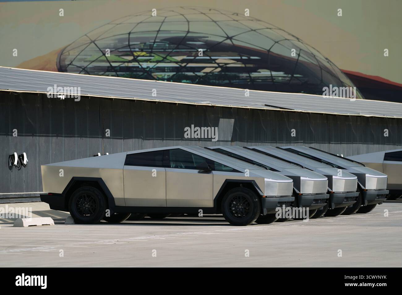 New Tesla Cybertrucks are seen at SpaceX's Starship facility in ...