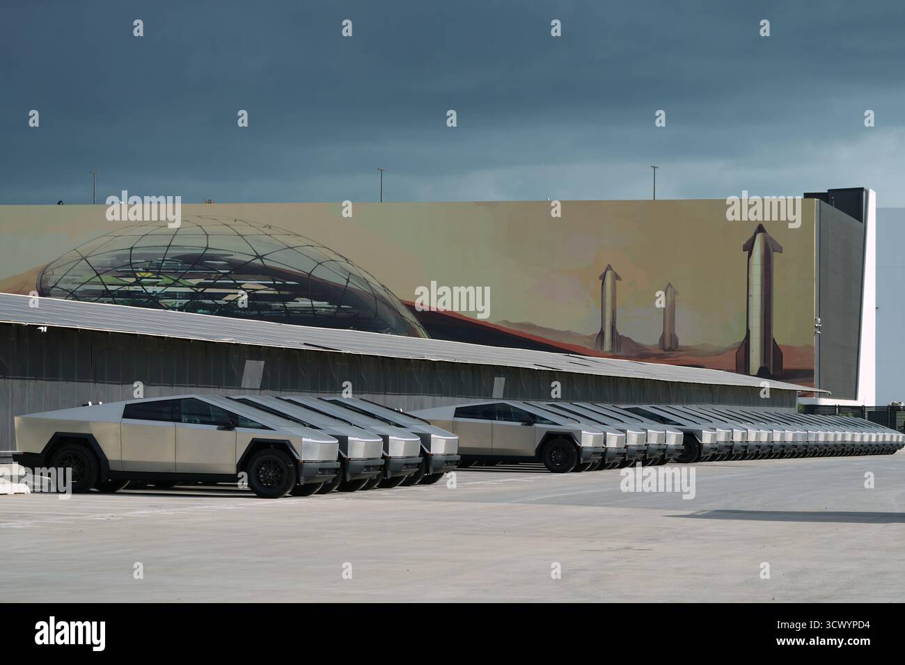New Tesla Cybertrucks are seen at SpaceX's Starship facility in ...
