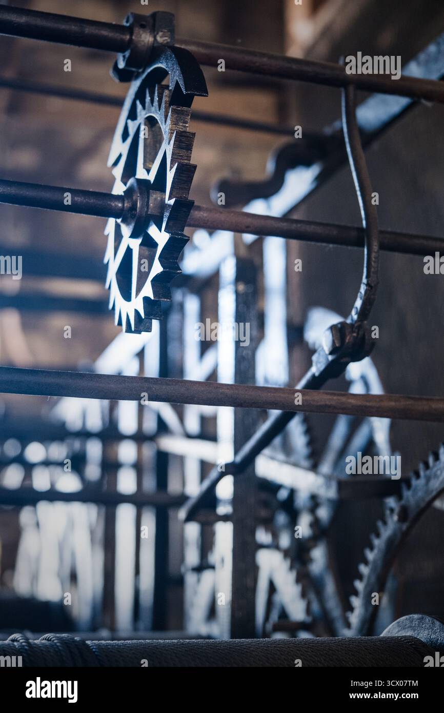 Historic church clock tower cogs Stock Photo - Alamy