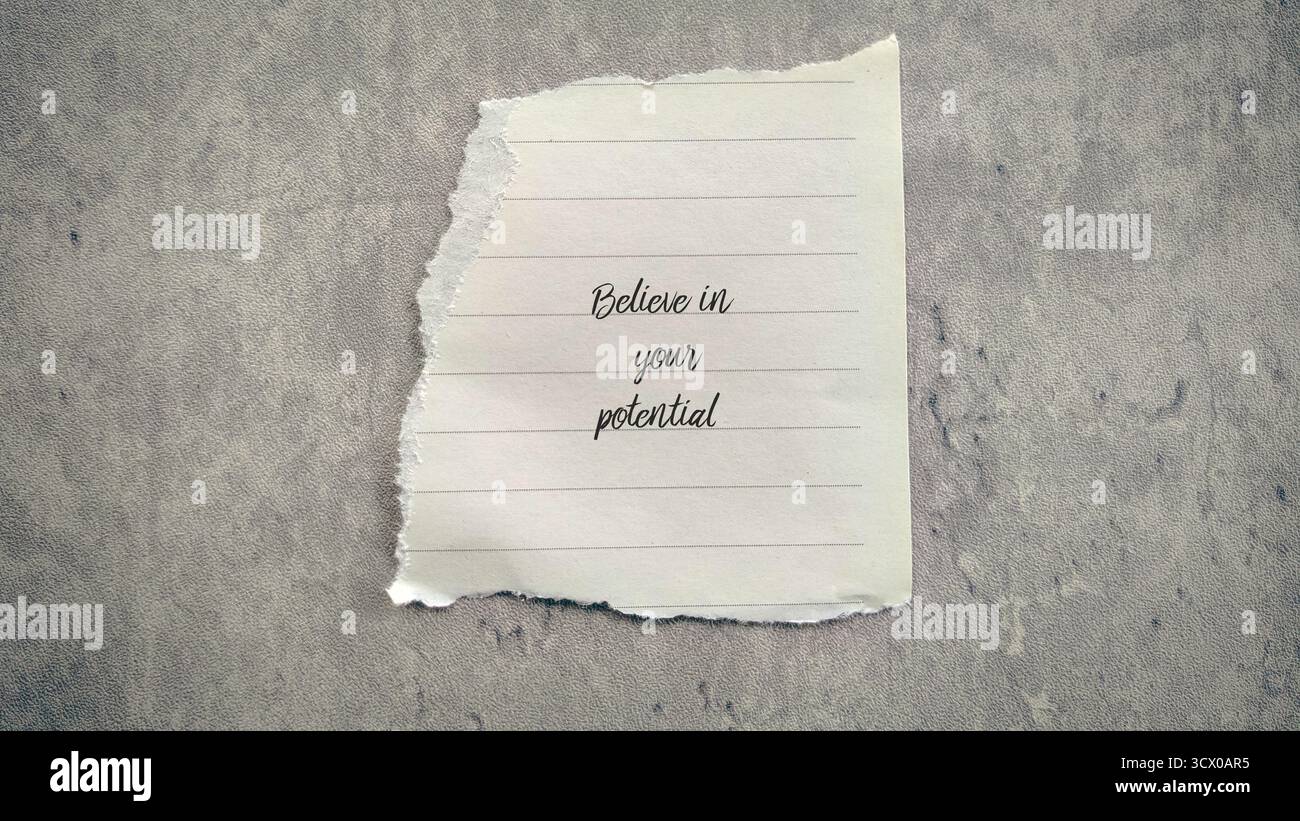 Inspirational Calligraphy Note on Torn Paper: Believe in Your Potential ...