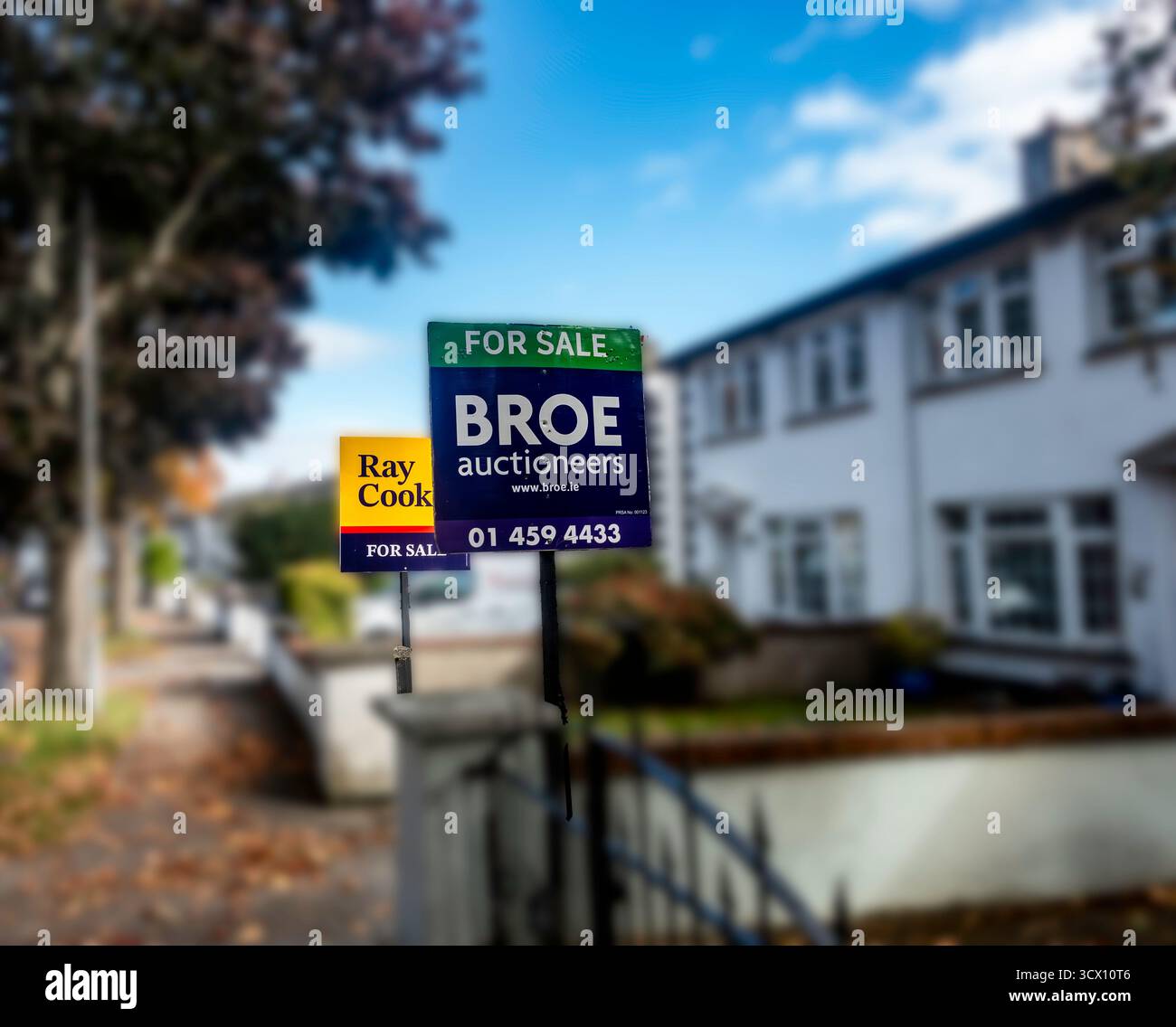 For sale signs outside houses in Dublin, Ireland, showing properties on ...