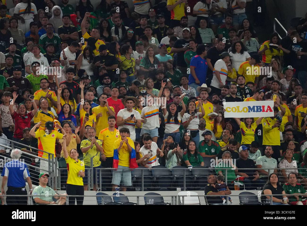 Spectators react after a goal by Colombia during the second half of an ...