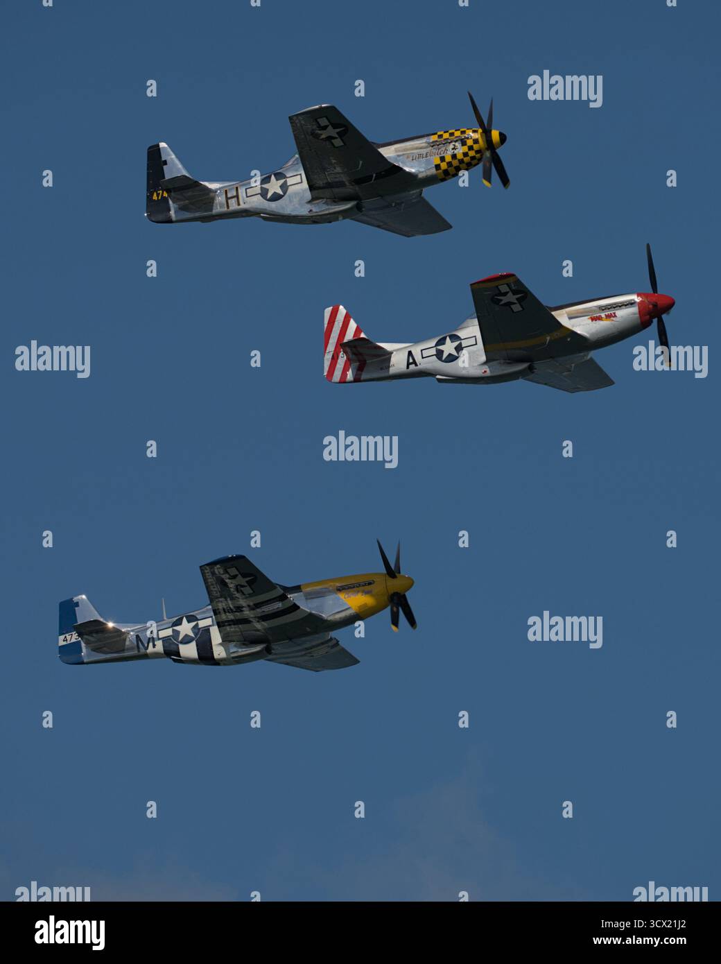 The three Jack Aces P-51 Demo Team planes, "The Little Witch", "Mad Max ...
