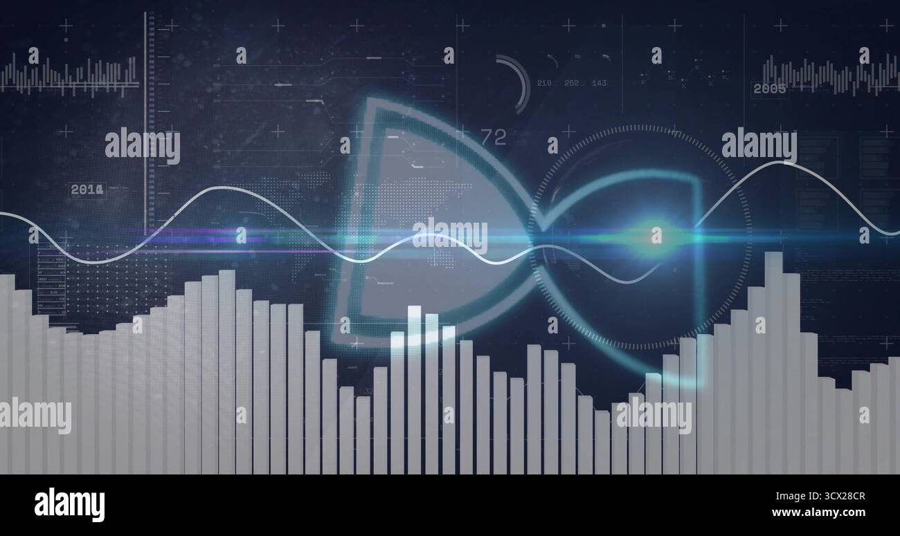 Displaying equalizer bars with glowing semi-circular UI streaming ...