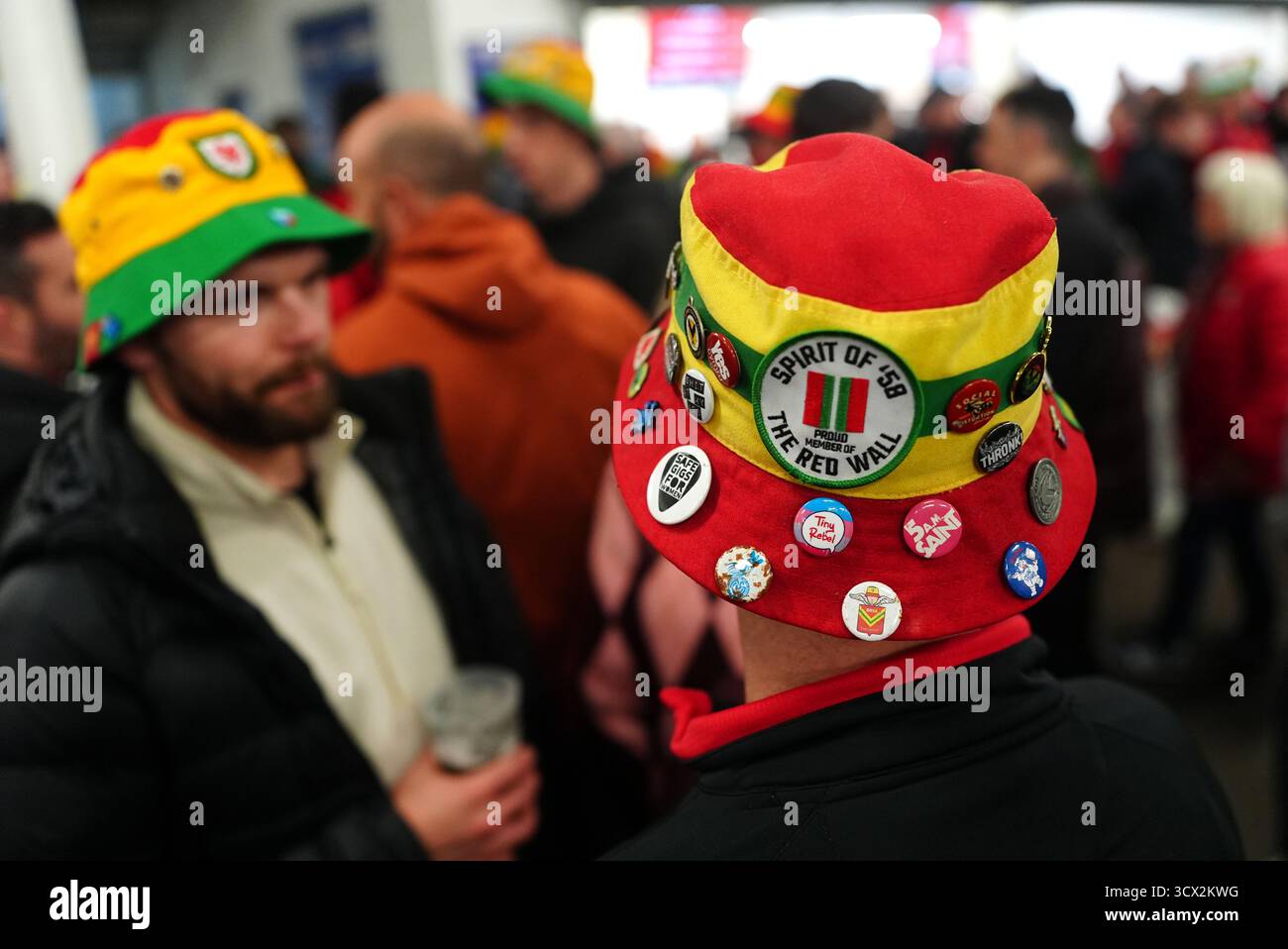 A Wales fan in a bucket hat ahead of the FIFA World Cup European ...