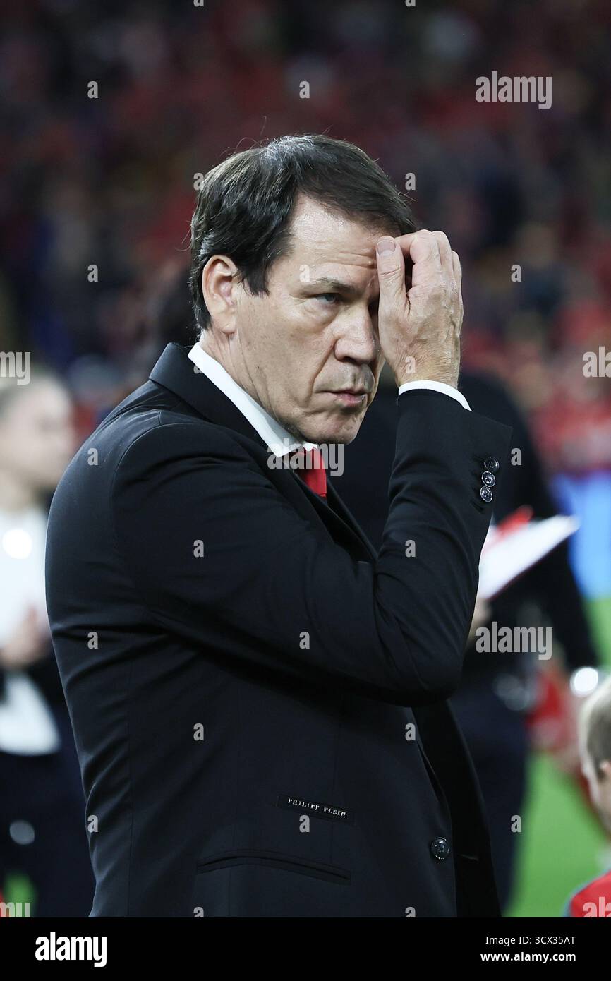 Cardiff, UK. 12th Oct, 2025. Belgium's head coach Rudi Garcia pictured ...