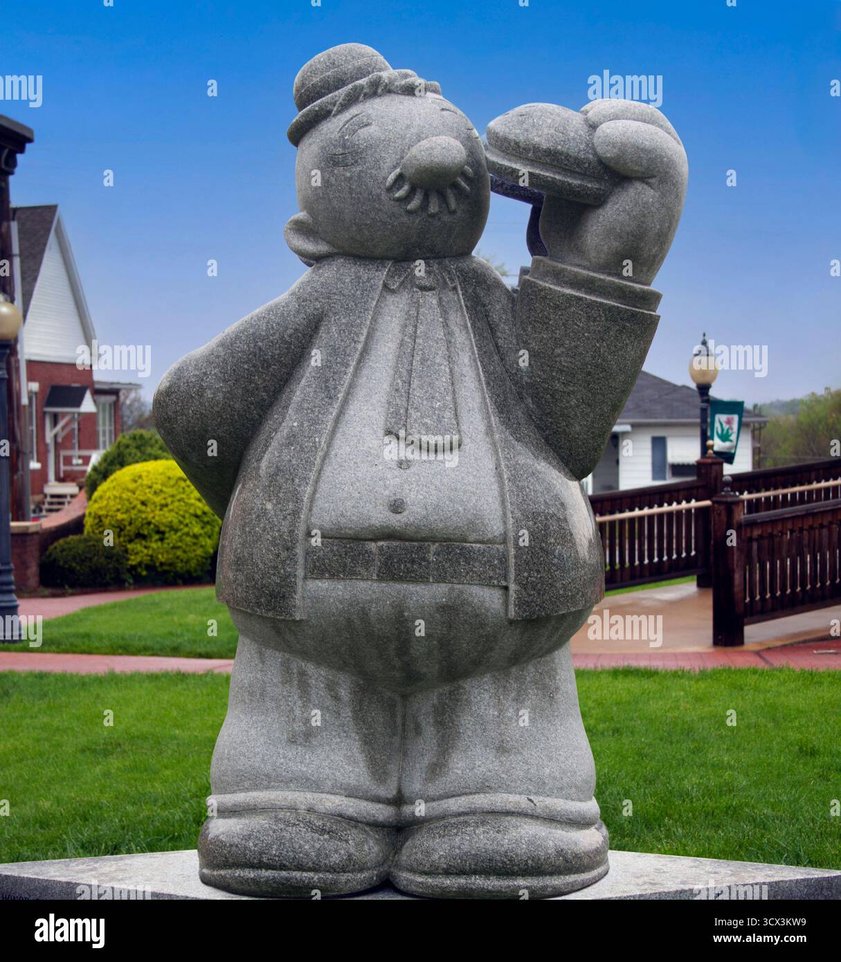 Statues and signs celebrating Popeye in Chester, Illinois, the cartoon ...