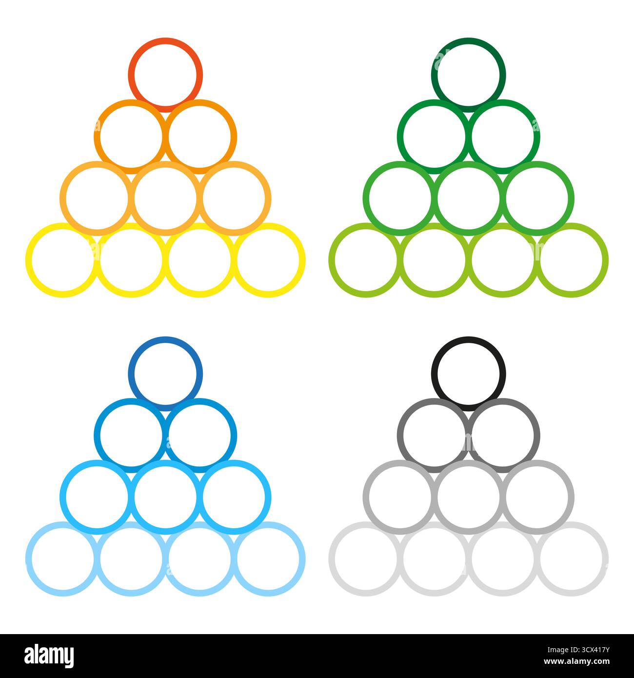 Billiards balls set. Colored circle pyramids. Game Vector symbols ...