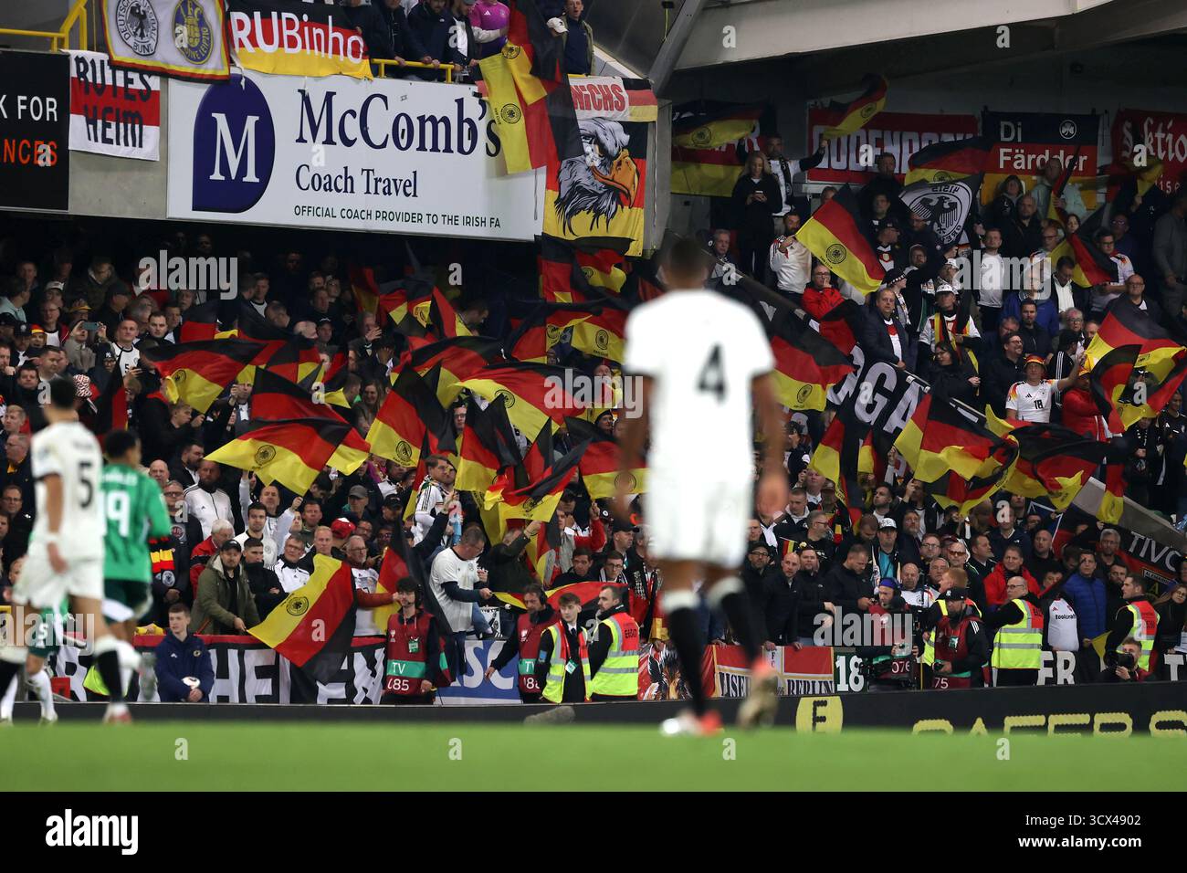 A general view of the Germany fans as they wave flags during the FIFA ...