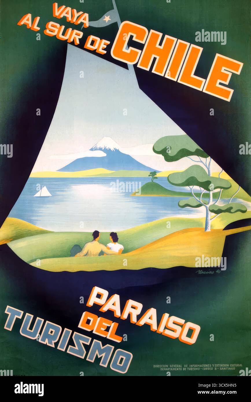 Retro chile travel poster hi-res stock photography and images - Alamy