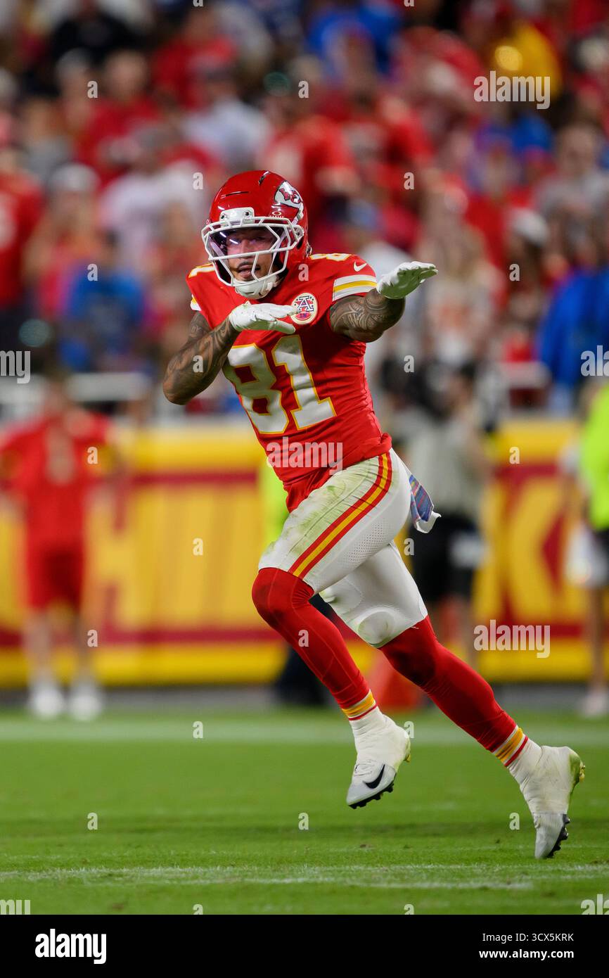 Kansas City Chiefs wide receiver Nikko Remigio (81) celebrates his punt ...