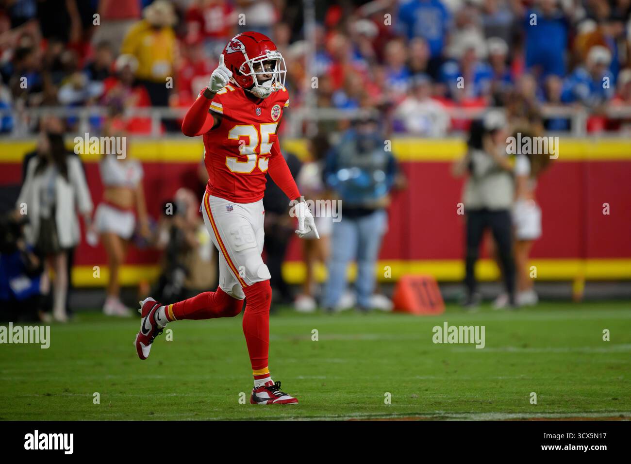 Kansas City Chiefs cornerback Jaylen Watson (35) celebrates forcing an ...