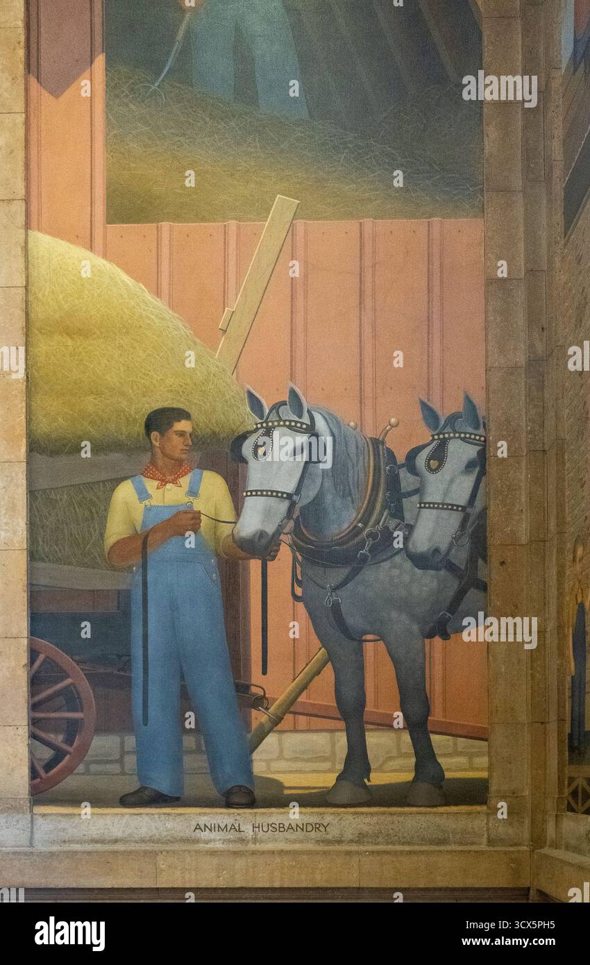 Grant Wood murals in the Parks Library on the campus of Iowa State ...