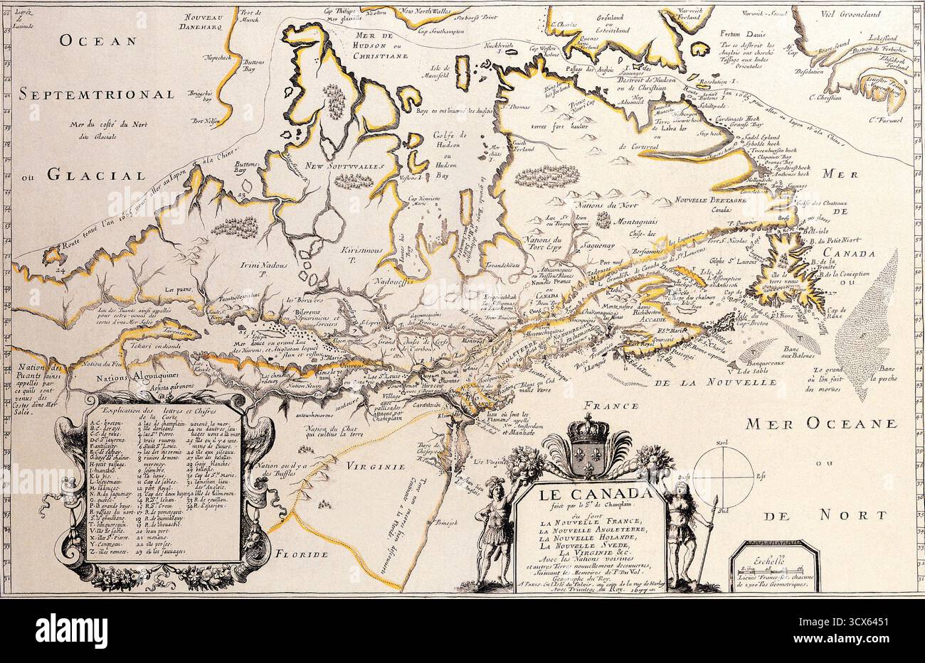 Antique Maps of the World Map of Canada Samuel De Champlain c 1677 ...