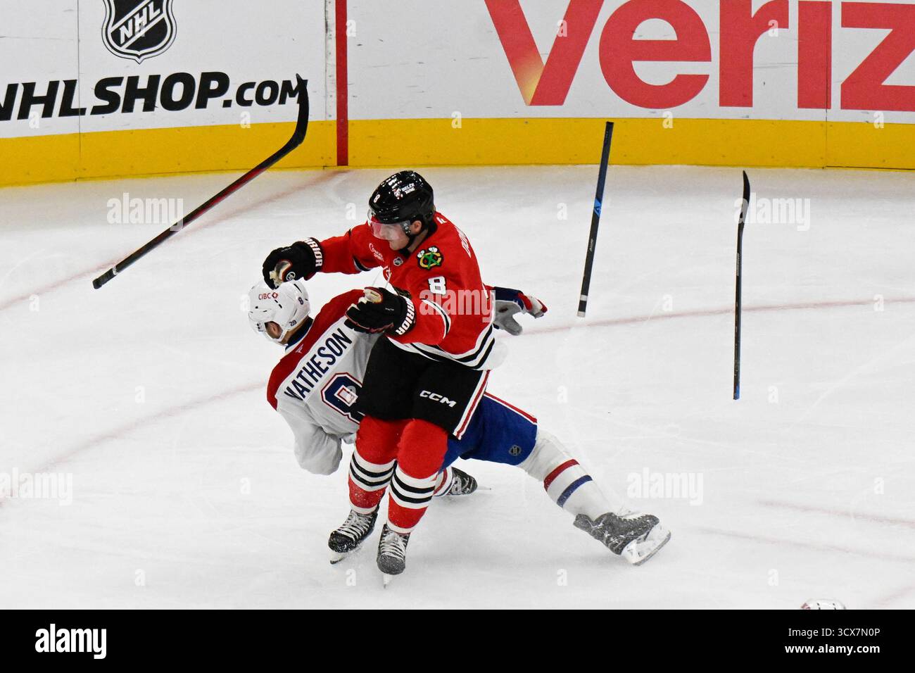 Chicago Blackhawks center Ryan Donato (8) and Montreal Canadiens ...
