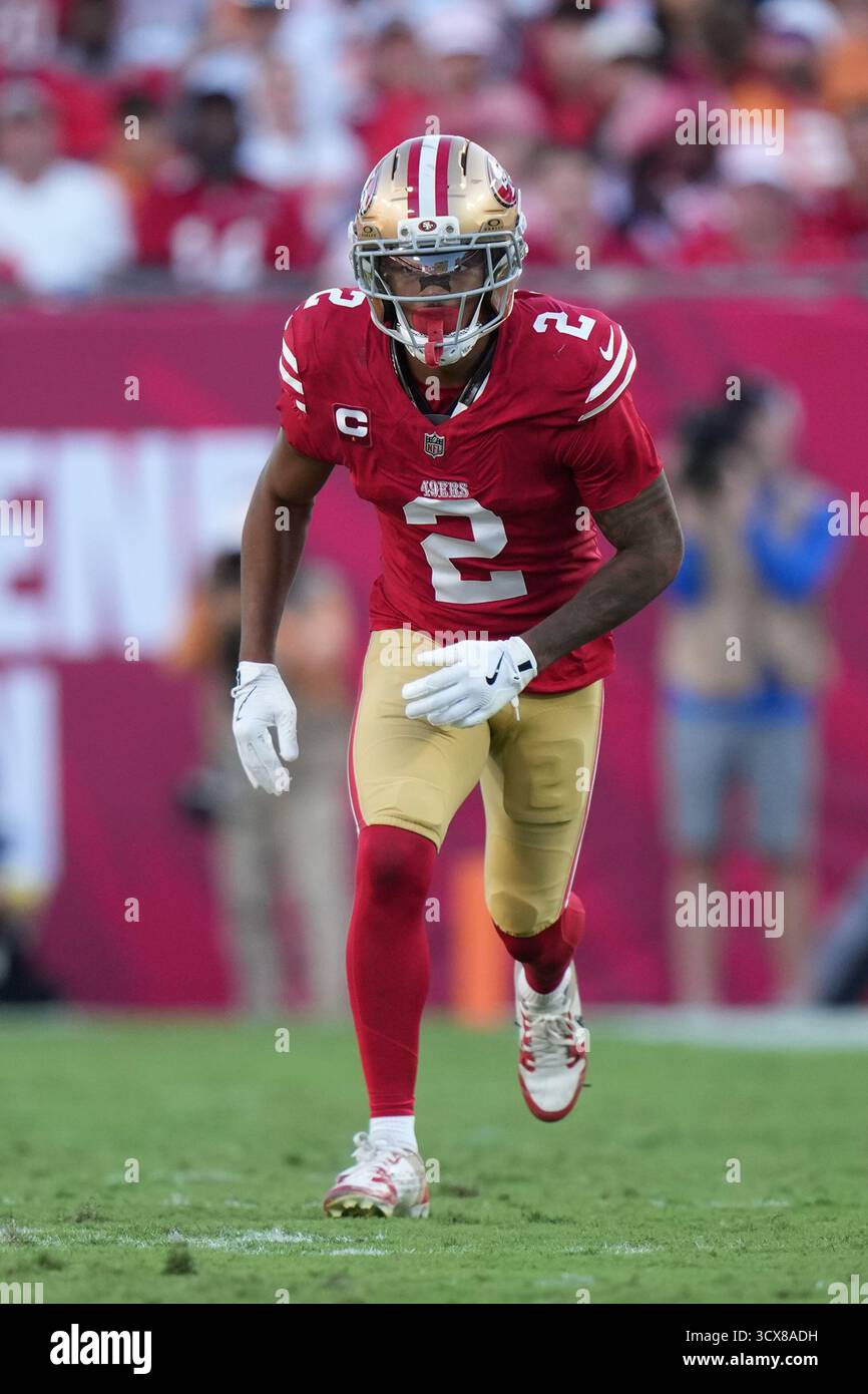 San Francisco 49ers cornerback Deommodore Lenoir (2) eyes the ...