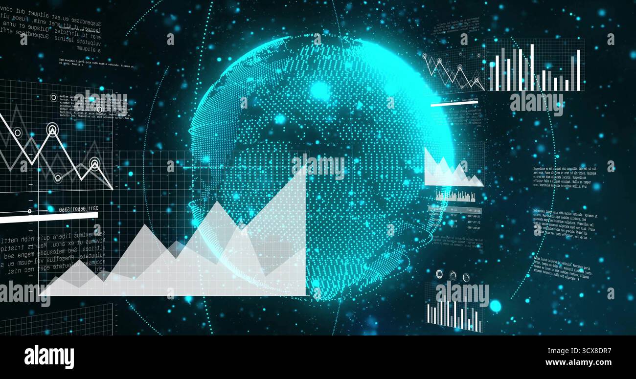 Rotating globe data points charts hi-res stock photography and images ...