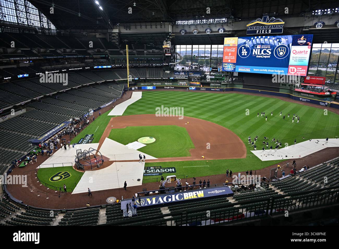 A photo shows American Family Field, the home stadium of the Milwaukee ...
