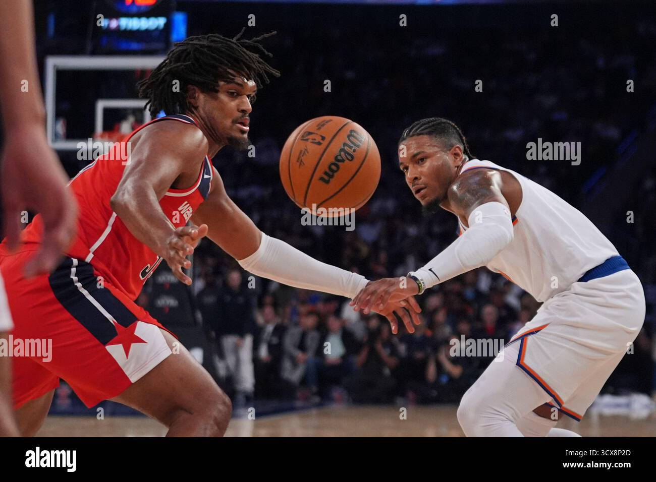 Washington Wizards' Dillon Jones (33) knocks the ball away from New ...