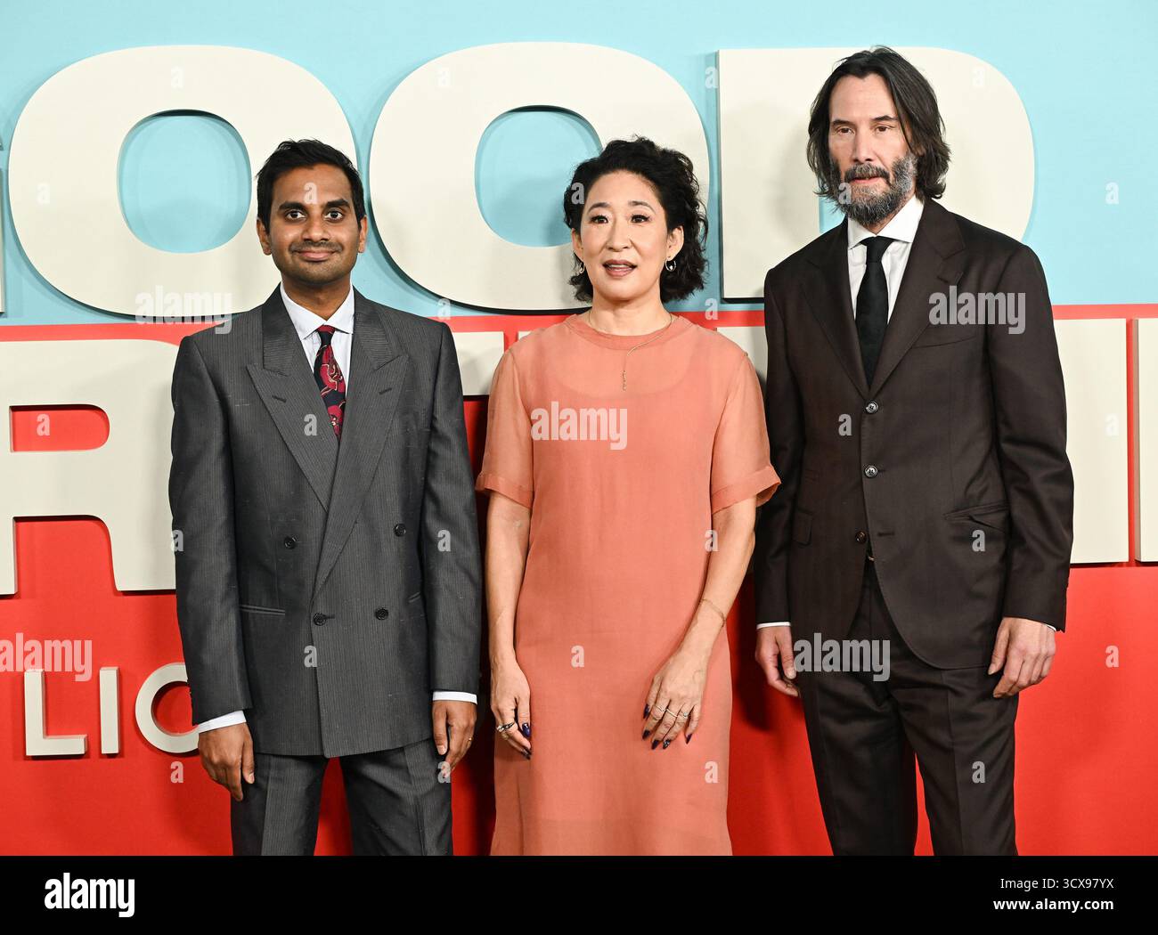 Aziz Ansari, left, Sandra Oh and Keanu Reeves attend the special ...