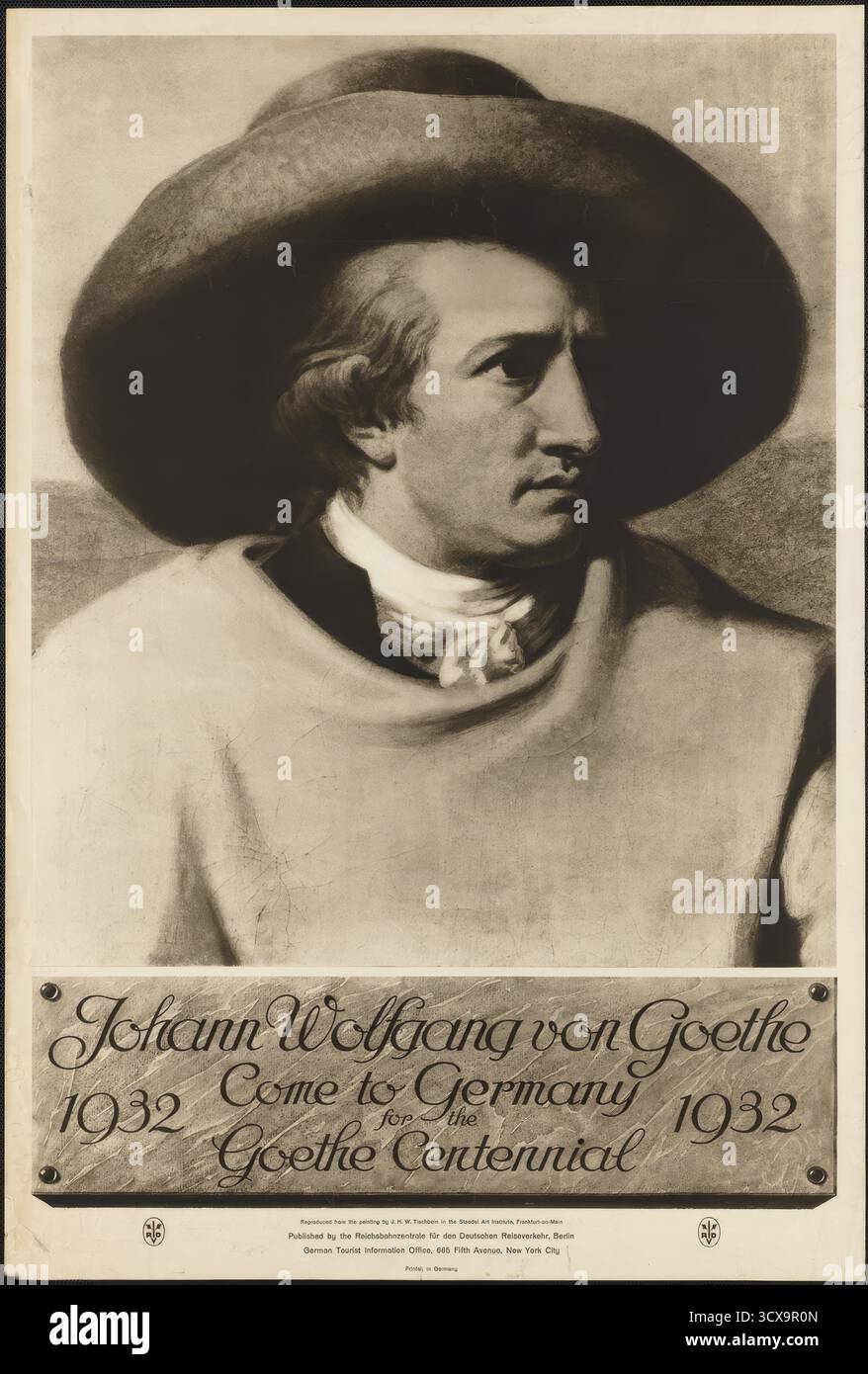 A gorgeous 1932 vintage travel poster for the Centennial of Goethe in ...