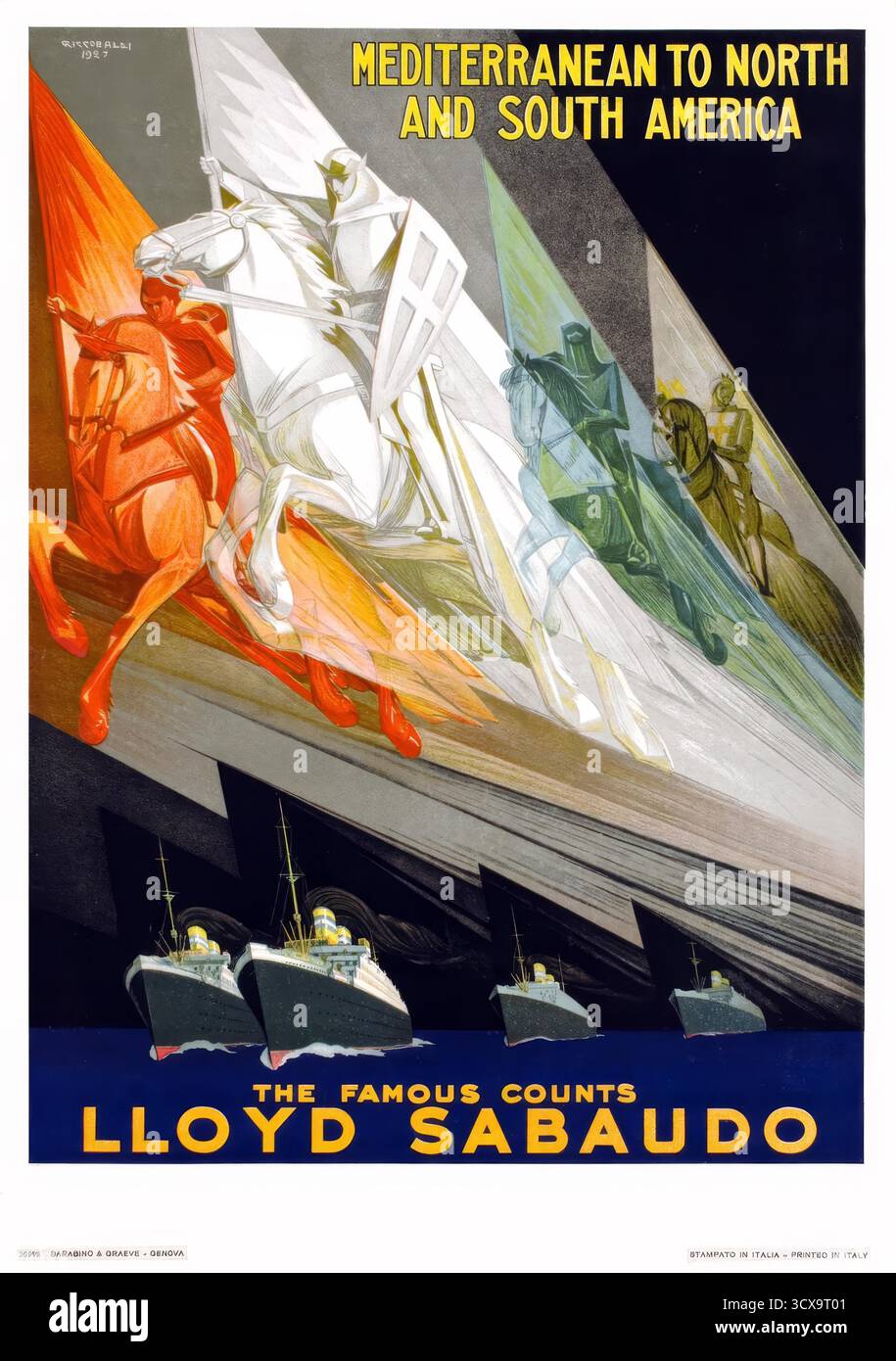 A gorgeous 1927 vintage travel poster for the cruise liners of Lloyd ...