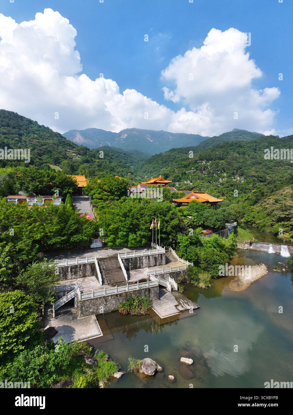 Aerial photography of Yanxiang Ancient Temple in Luofu Mountain Scenic ...