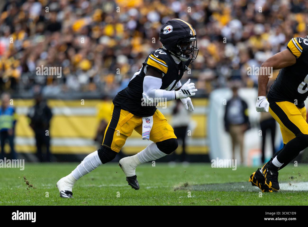 Pittsburgh Steelers safety Jabrill Peppers (40) defends during an NFL ...