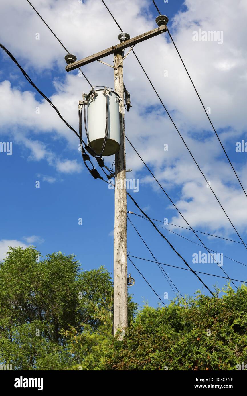 Electricity transformer, high voltage transmission wires, internet ...