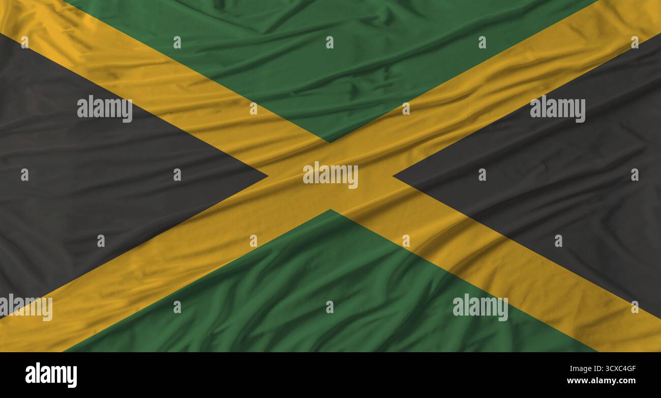 Jamaican flag waving. Flag of Jamaica with cloth texture Stock Photo ...