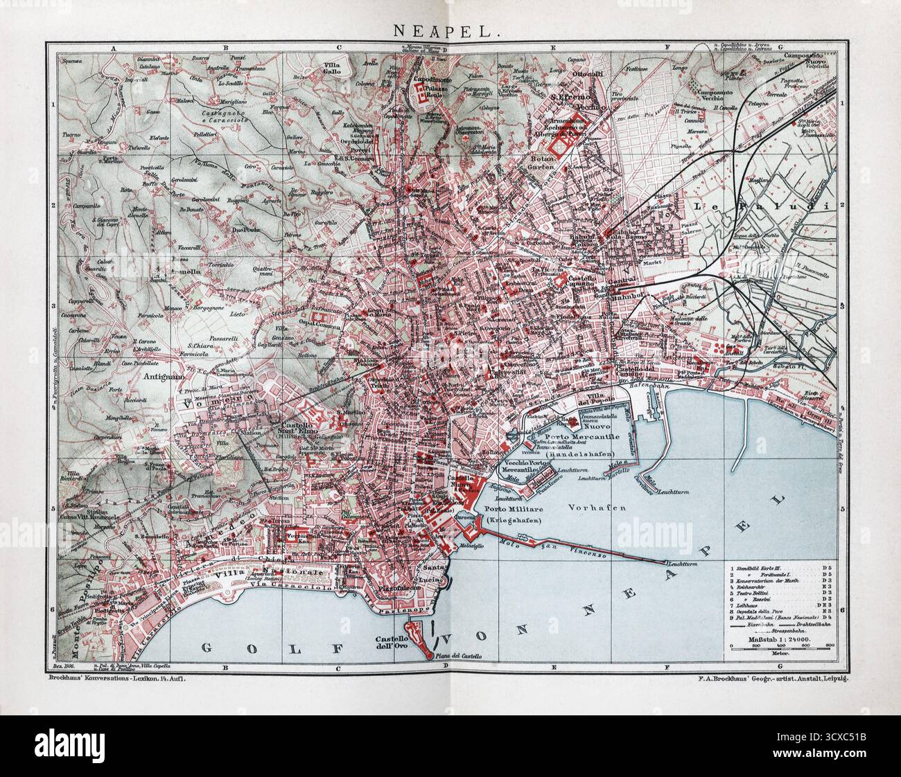 Naples, historical city map from 1906 Stock Photo - Alamy