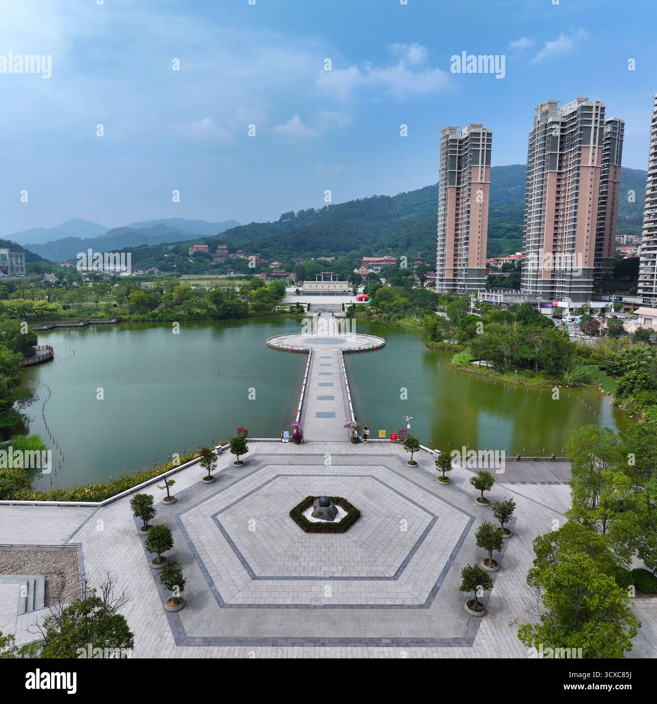 Aerial photography of Nanhu Park, Guanghua Temple, Nanshan District ...