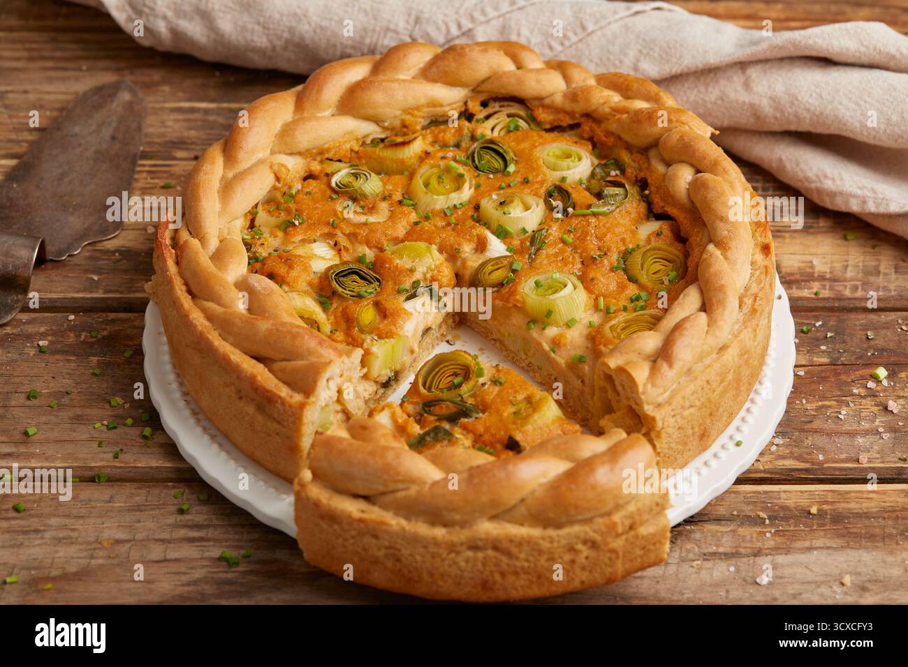 Savory leek tart Stock Photo - Alamy