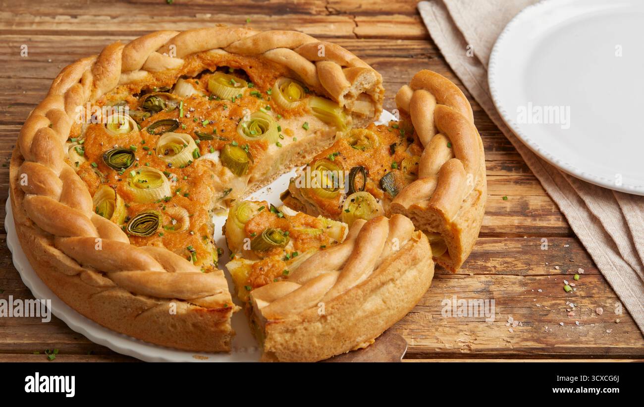Savory leek tart Stock Photo - Alamy