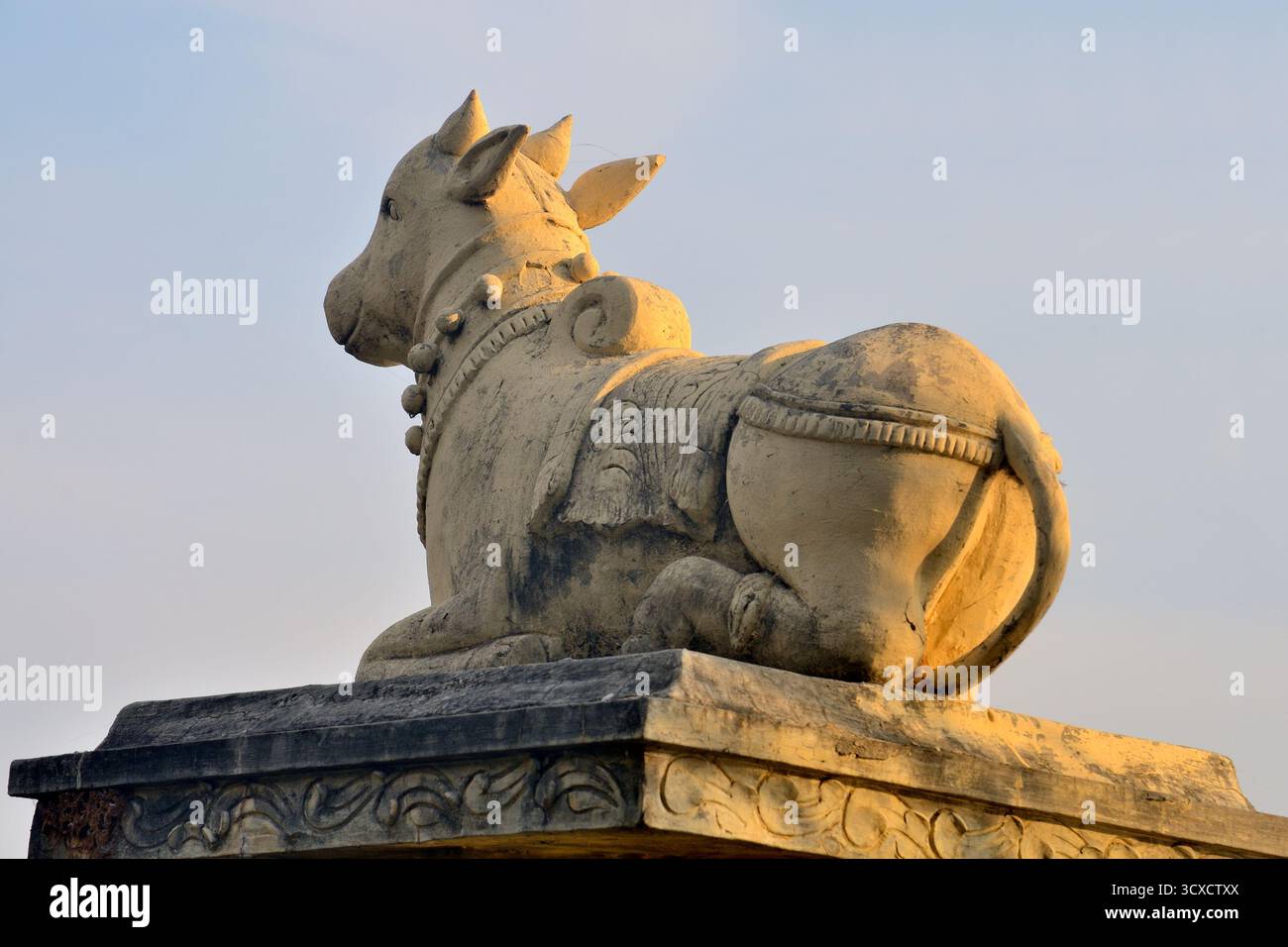 Carved idol of the Lord Nandi in Sri Bhadrakali Temple, is one of the ...