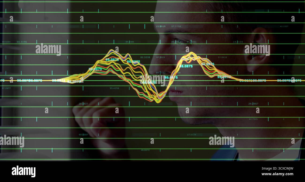 Green translucent waveform data visualization hi-res stock photography ...