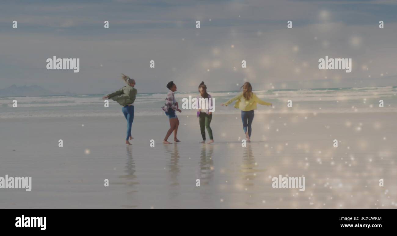 Dancing four friends wearing hi-res stock photography and images - Alamy