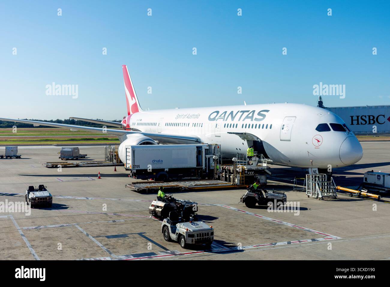 Qantas boeing 787 dreamliner aircraft at gate brisbane internati hi-res ...