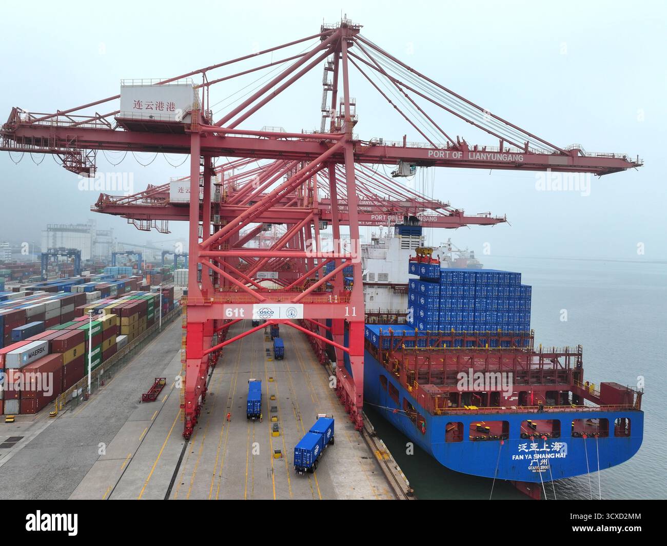 Aerial photo shows the container terminal of Lianyungang Port ...