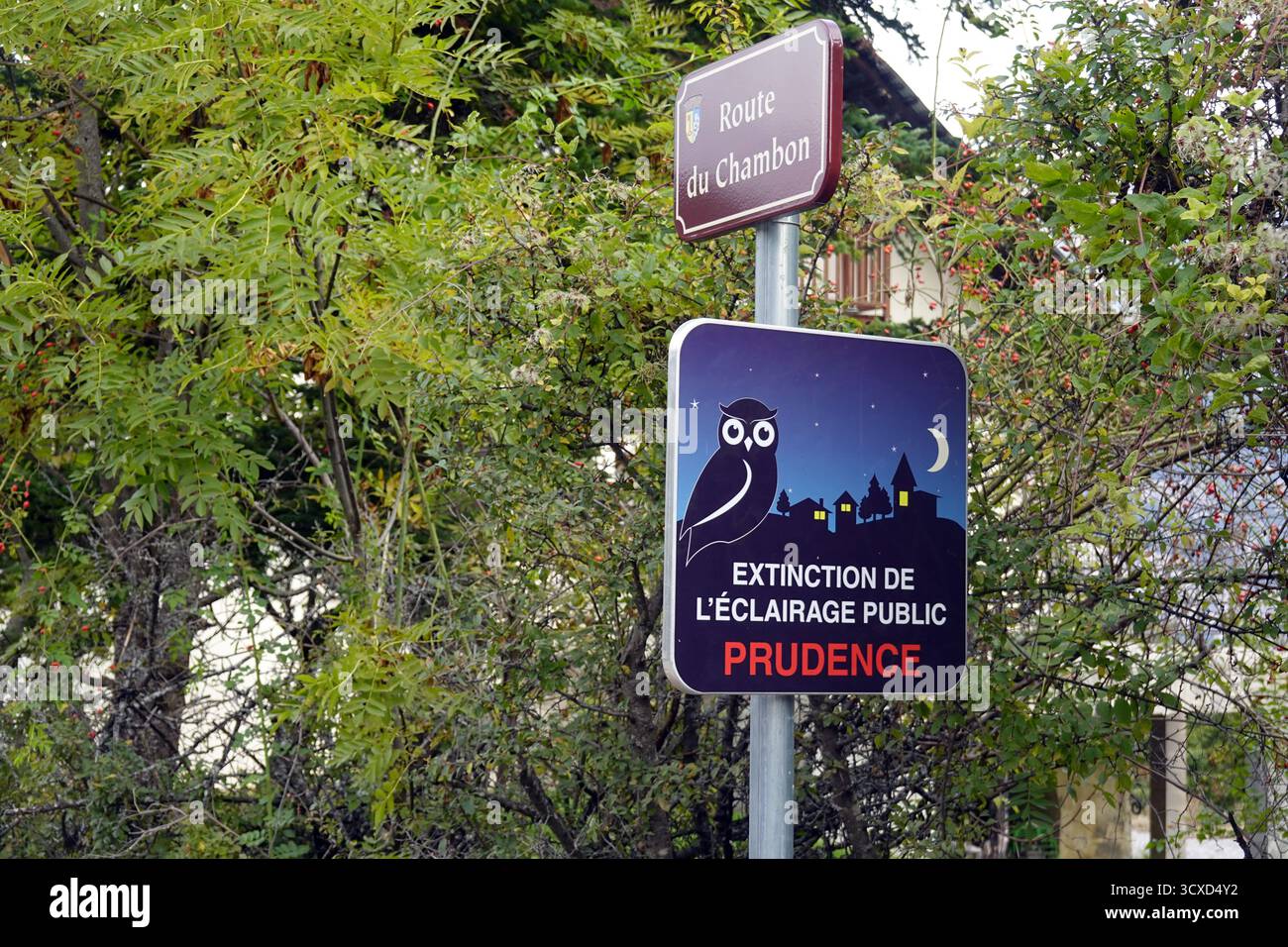 Sign in France saying that public lighting is turned off sat night ...