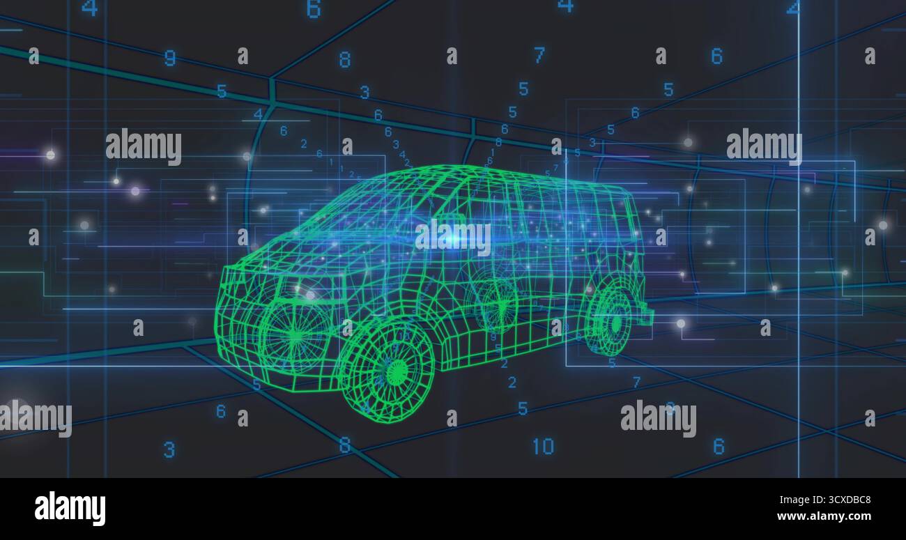 Spinning neon green wireframe hi-res stock photography and images - Alamy