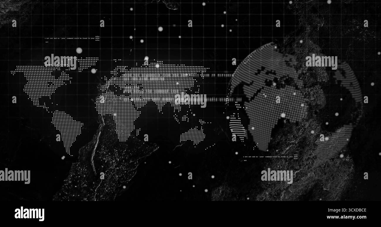 Globe world map data lines Black and White Stock Photos & Images - Alamy