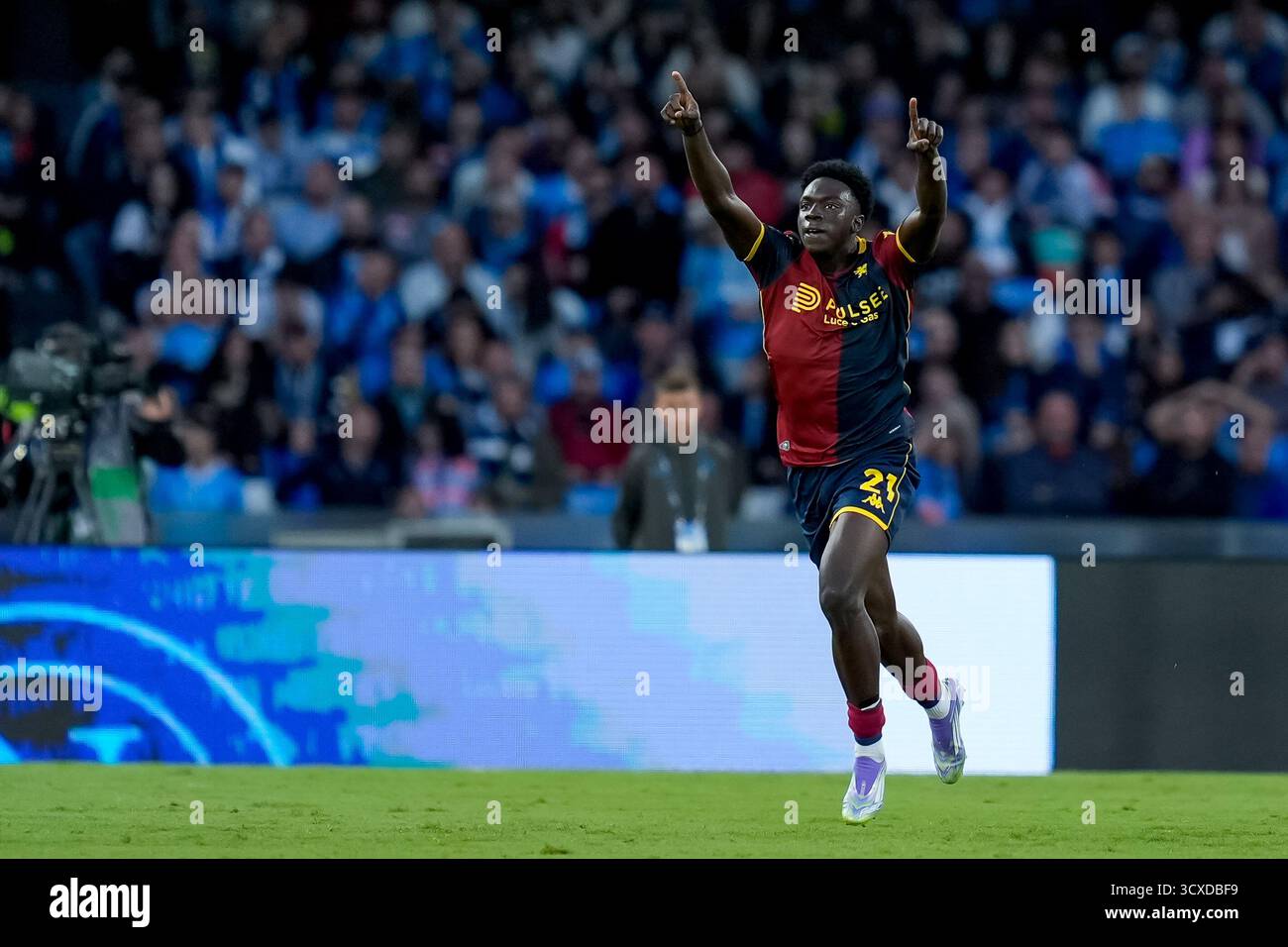 Jeff Ekhator of Genoa CFC celebrates after scoring first goal during ...