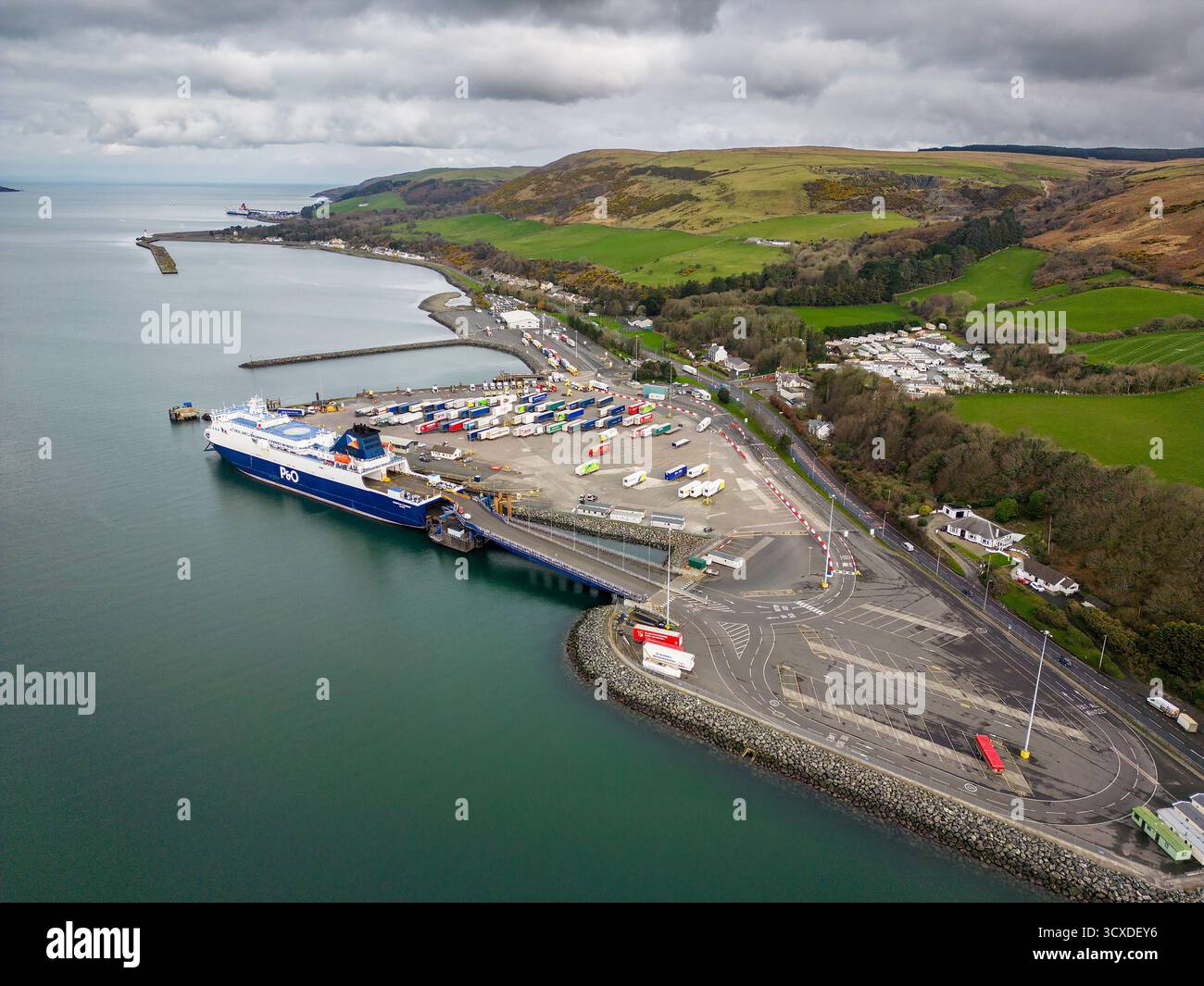Aerial view overlooking the Port of Cairnryan, Dumfries and Galloway ...