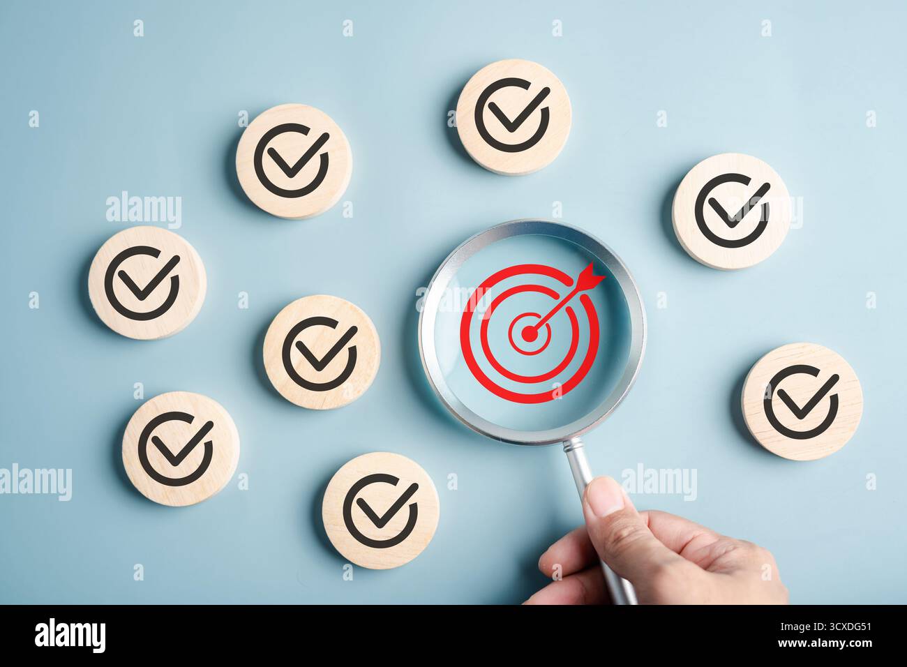 Goal setting checklist with target and approval icons, planning ...